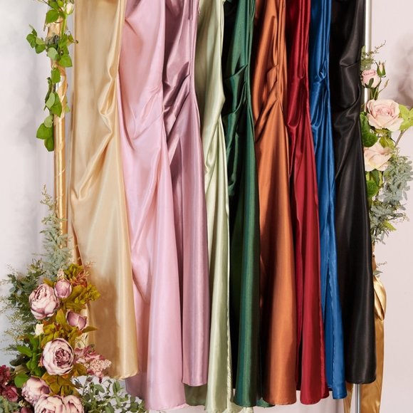 Cinderella | Dresses | Sienna Color Slim Fit Satin Midi Party Evening ...